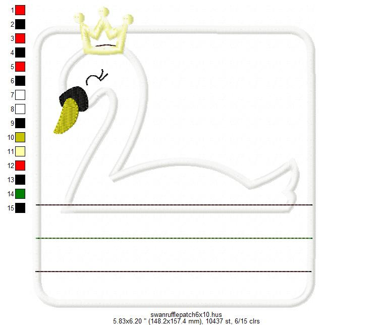 Swan Patch Applique Embroidery Machine Design