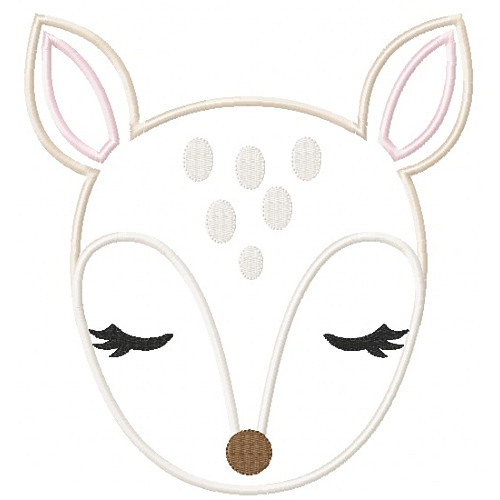 Sweet Fawn Applique Embroidery Machine Design