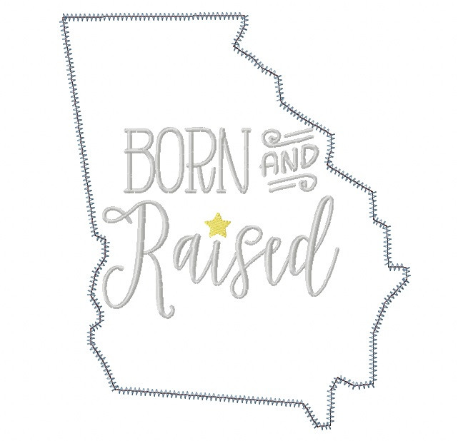 Georgia Born and Raised Satin and Zigzag Stitch Applique Embroidery ...