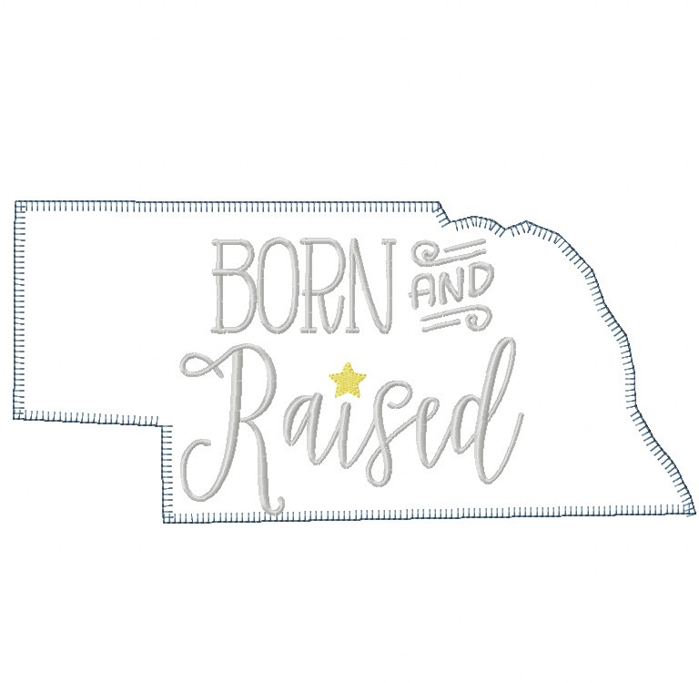 Nebraska Born and Raised Vintage and Blanket Stitch Applique Embroidery ...