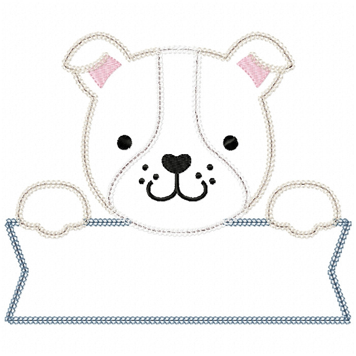 Bulldog Banner Vintage and Chain Stitch Embroidery Machine Design