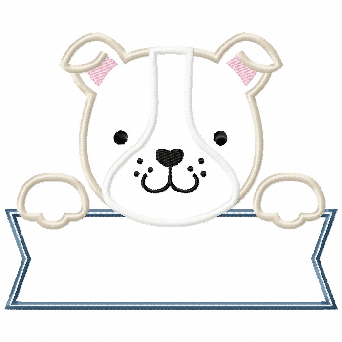 Bulldog Banner Satin and ZigZag Stitch Embroidery Machine Design