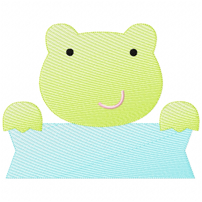 Frog Banner Sketch Filled Stitch Embroidery Machine Design