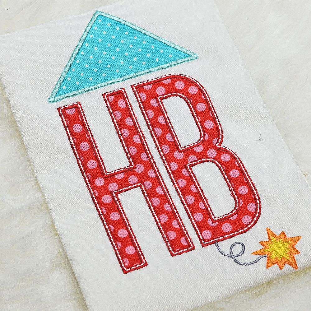 Firework Monogram Applique Alphabet Embroidery Machine Design