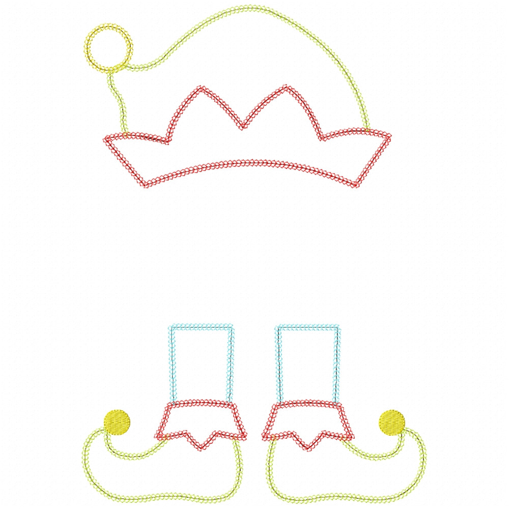 Elf Name Vintage and Chain Applique Embroidery Machine Design