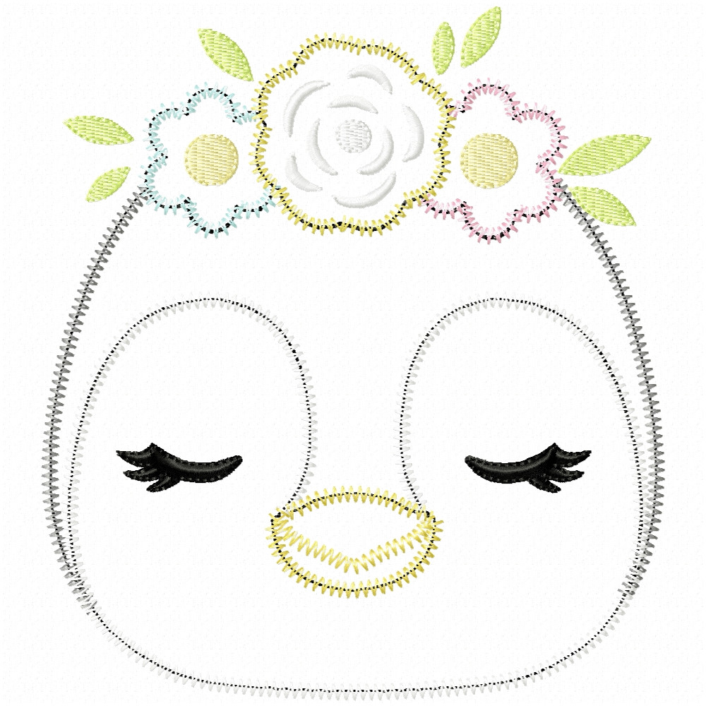 Boho Penguin Satin and Zigzag Applique Embroidery Machine Design
