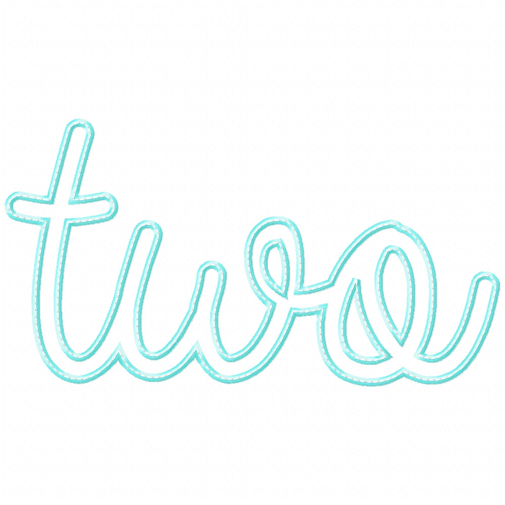Cursive Script One Two Three Four Five Satin and Zigzag Applique ...