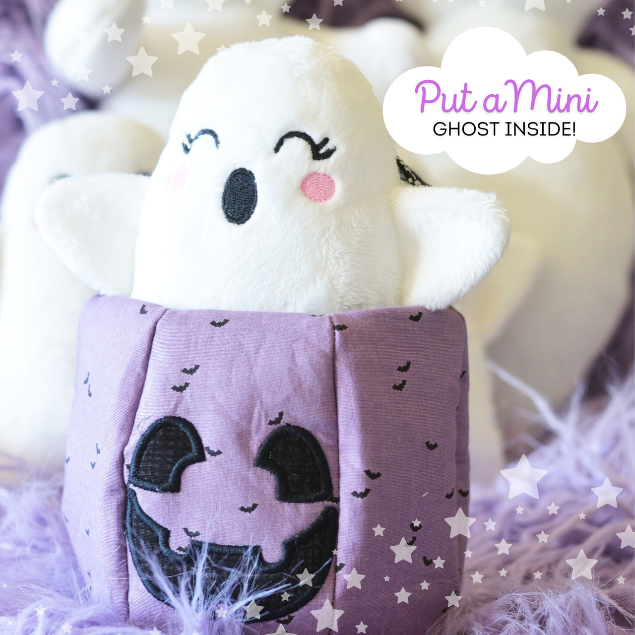 In the Hoop Bunch of Boos Ghost Plushie Set MAchine Embroidery Design