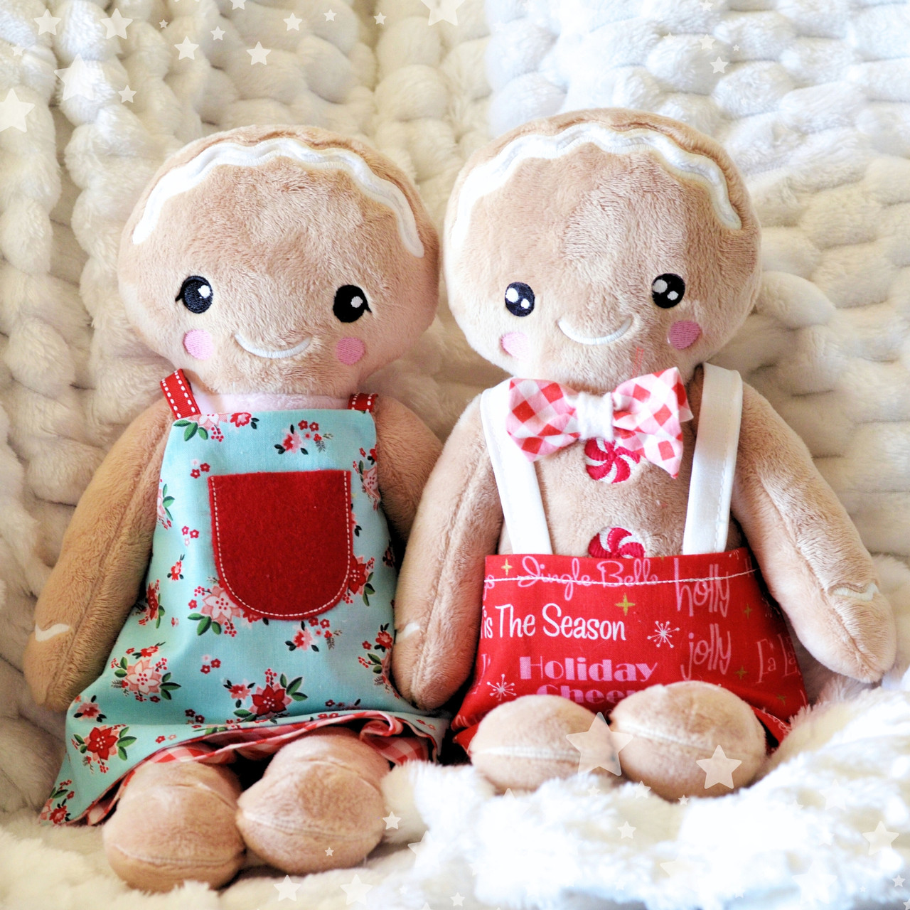 Gingerbread Doll Plushie Machine Embroidery Design For Christmas