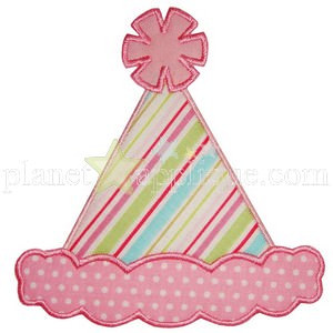 Birthday Hat Applique Embroidery Machine Design