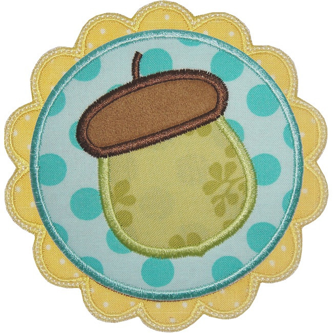 Acorn Patch Applique Embroidery Machine Design