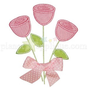 Three Roses Applique Embroidery Machine Design