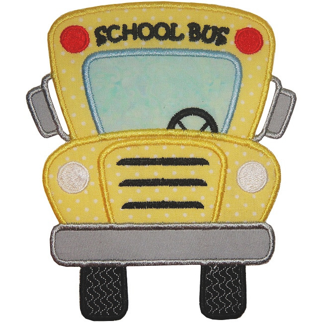School Bus Applique Embroidery Machine Design