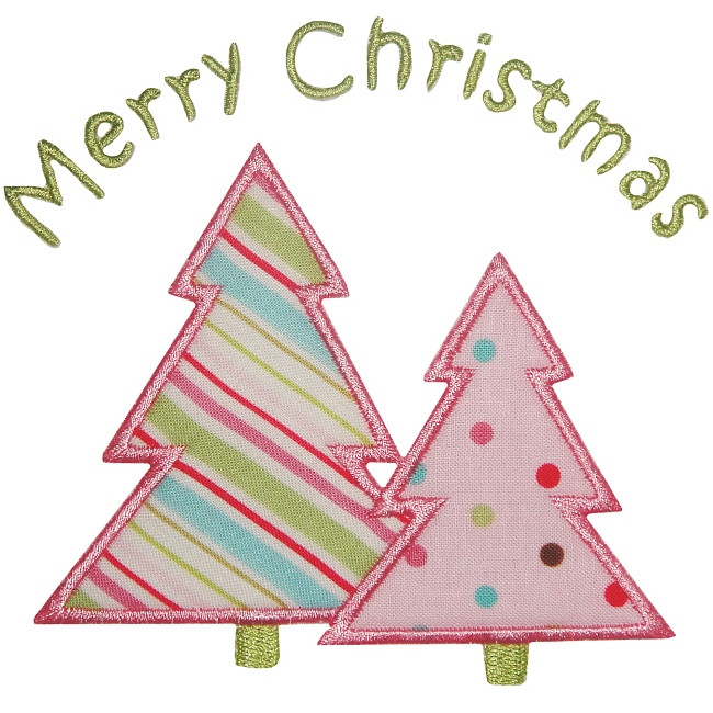 Merry Christmas Trees Embroidery Machine Design