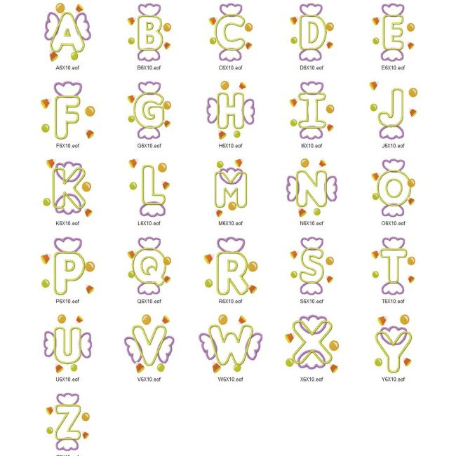 Halloween Candy Alpha Embroidery Machine Design
