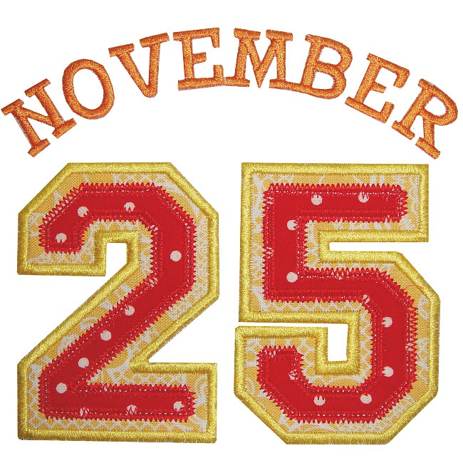 November 25th Applique Embroidery Machine Design