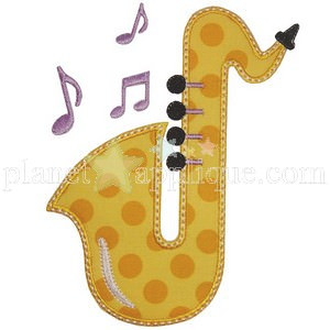 Saxophone Applique Embroidery Machine Design