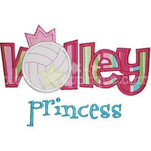 Volleyball Princess Embroidery Machine Design