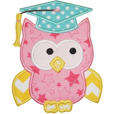 Graduation Owl Embroidery Machine Design
