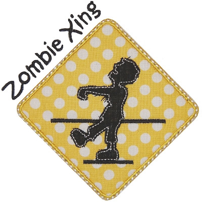 Zombie Crossing Applique Embroidery Machine Design