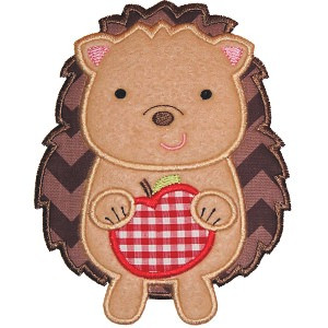 Hedgehog and Apple Embroidery Machine Design