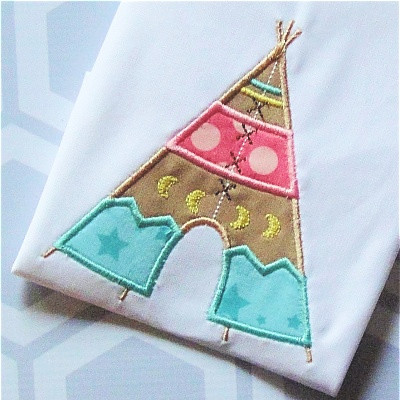 Tee Pee 2 Applique Embroidery Machine Design
