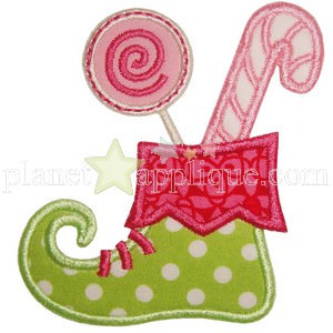 Candy Elf Boot Applique Embroidery Machine Design