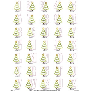 Christmas Tree Alphabet Embroidery Machine Design