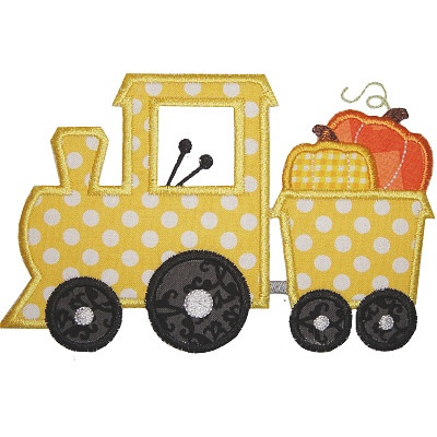 Pumpkin Train Applique Embroidery Machine Design