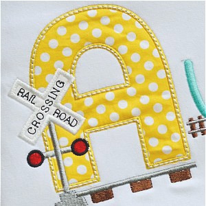 Railroad Alpha Embroidery Machine Design