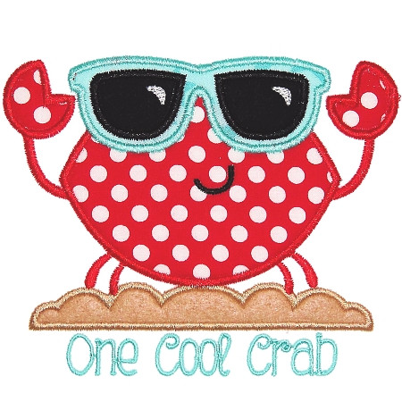 Cool Crab Applique Embroidery Machine Design