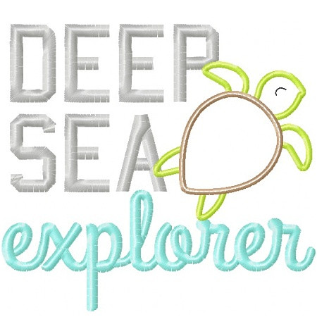 Turtle Explorer Applique Embroidery Machine Design