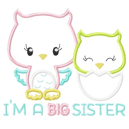 Sibling Owls Applique Embroidery Machine Design