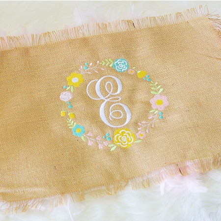 Floral Wreath Alpha Embroidery Machine Design