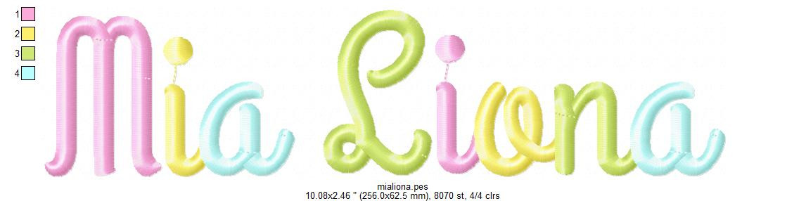 Mia Font Embroidery Machine Design