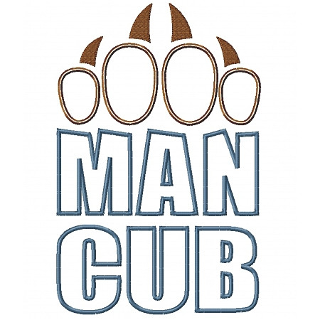 Man Cub Applique Embroidery Machine Design