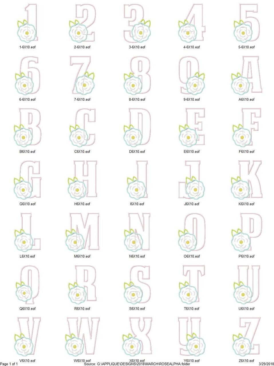 Rose Alpha Embroidery Machine Design