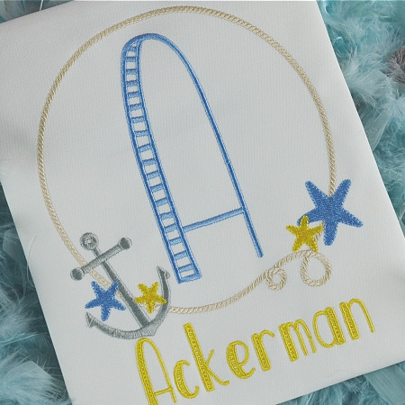 Open Sea Monogram Font Set Embroidery Machine Design