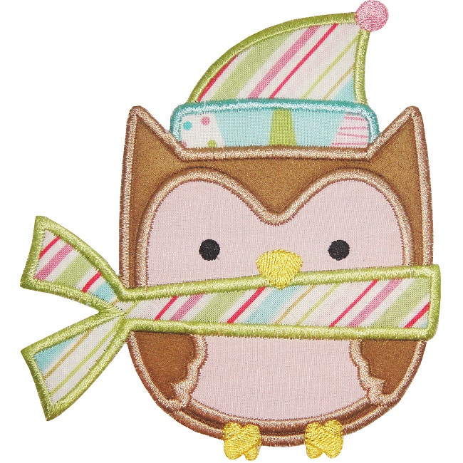 Scarf Owl Applique Embroidery Machine Design