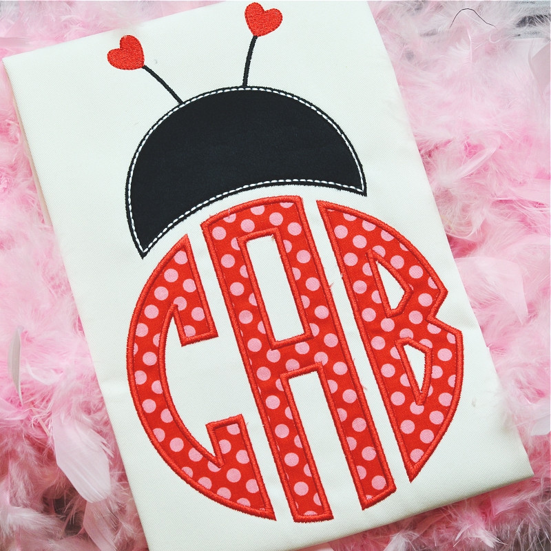 Ladybug Monogram Alphabet Embroidery Machine Design