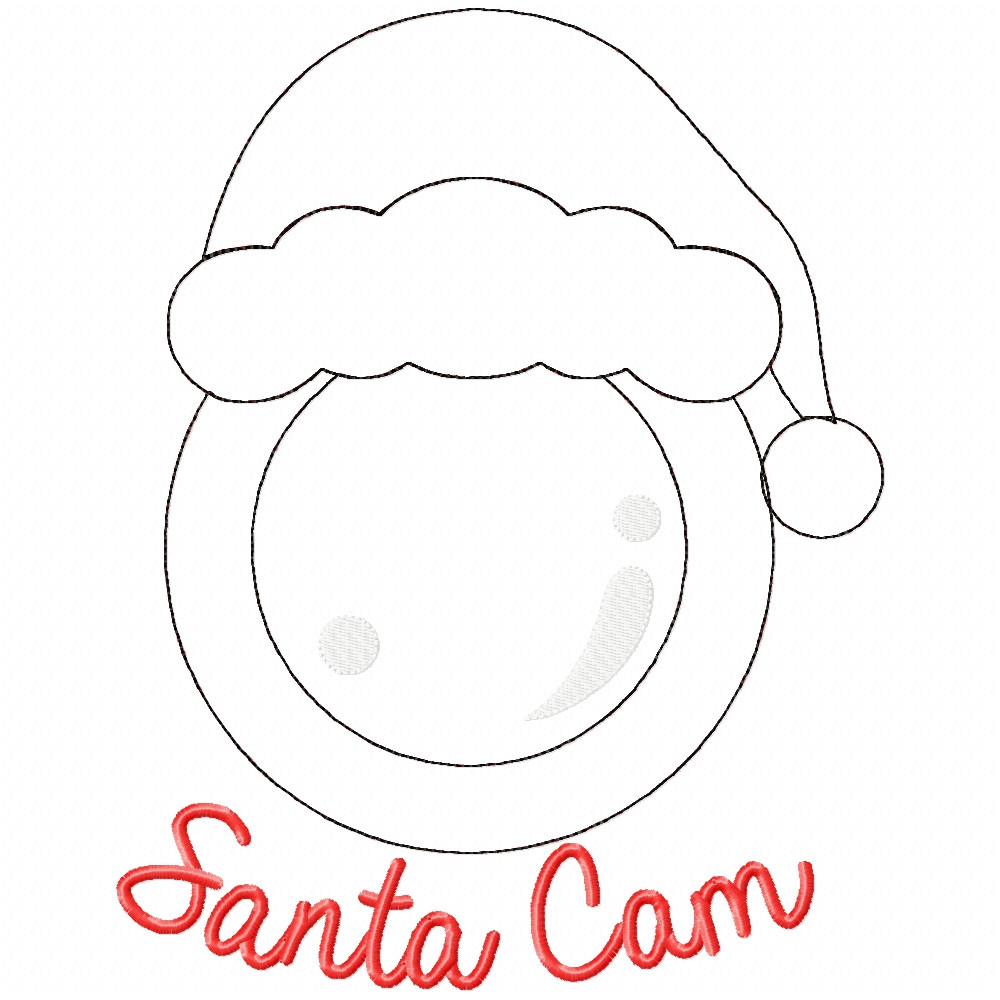 Santa Cam Simple Stitch and Sketch Fill Applique Embroidery Machine Design