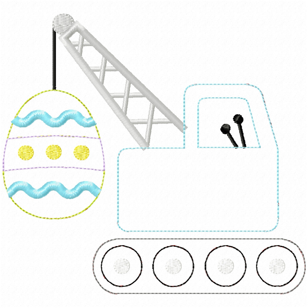 Easter Egg Crane Simple Stitch and Sketch Fill Applique Embroidery ...