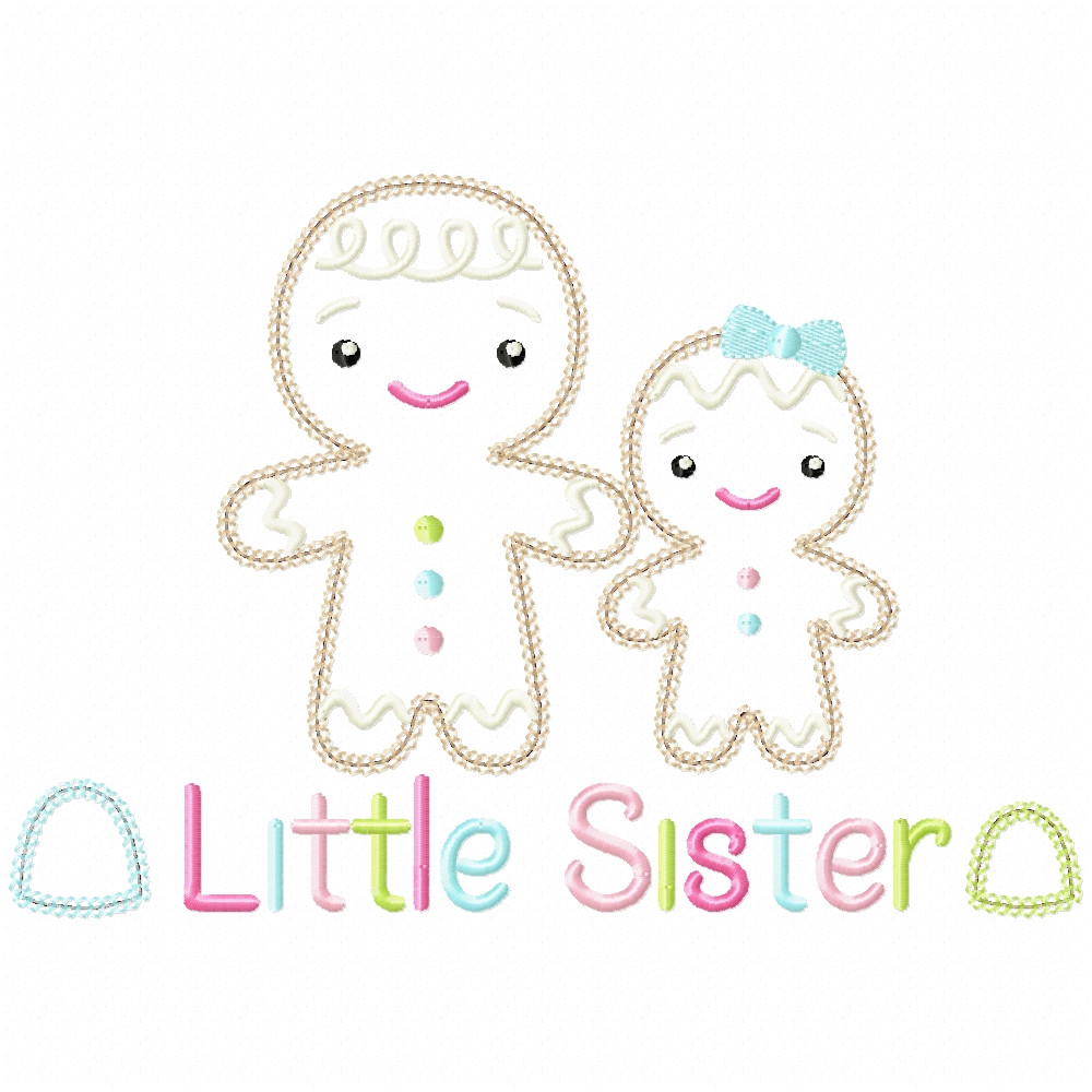 Sibling Sister 2 Applique Embroidery Machine Design