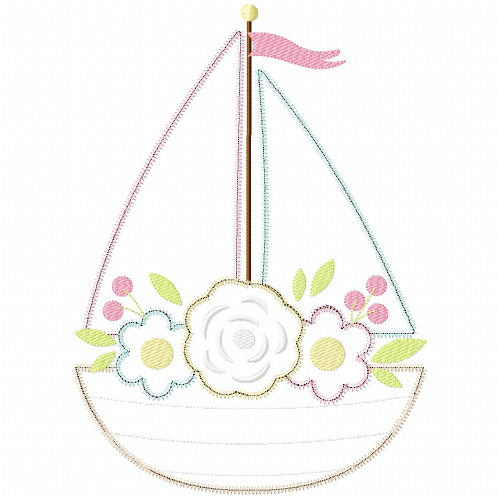 Floral Pumpkin Satin and Zigzag Stitch Applique Embroidery Machine Design