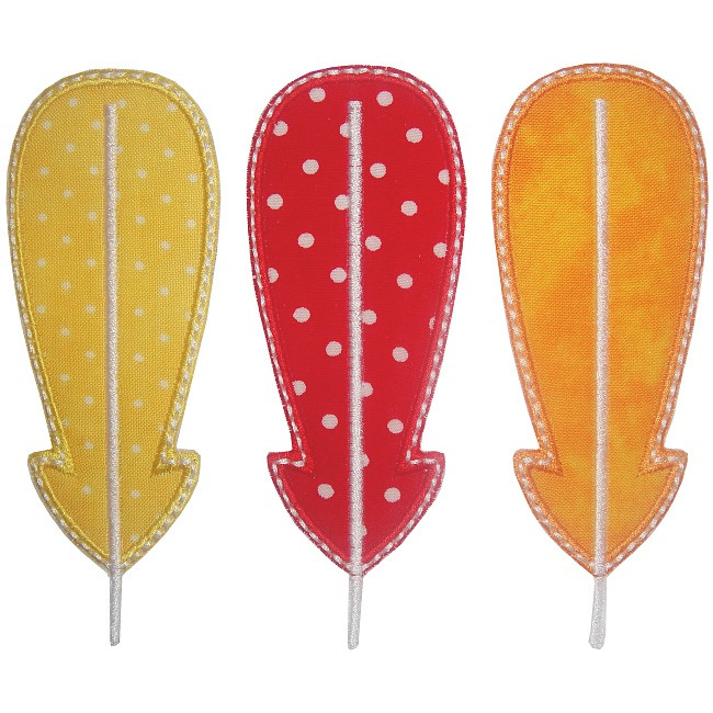 3 Feathers Applique Embroidery Machine Design