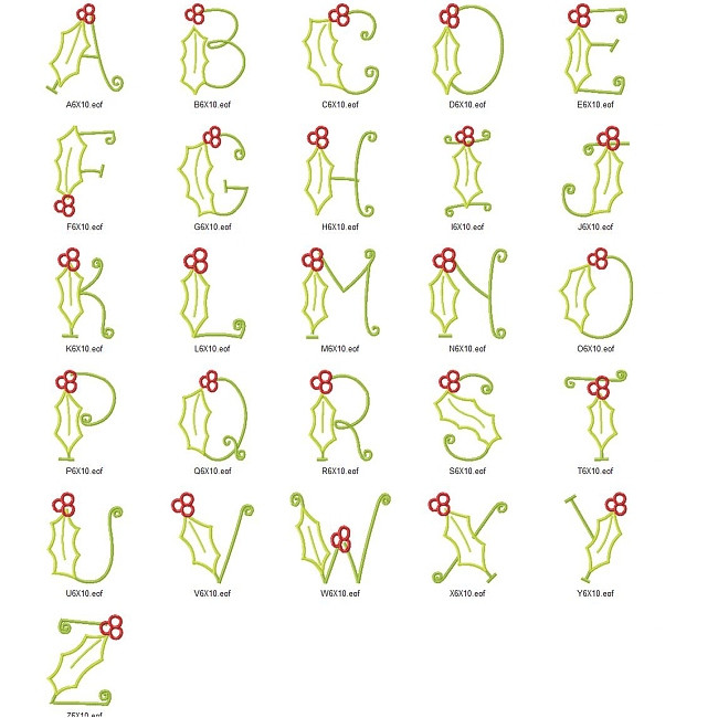 Holly Alpha Embroidery Machine Design