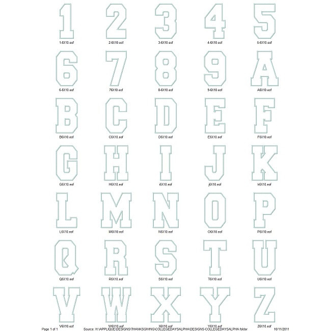 Collegiate Alpha Embroidery Machine Design