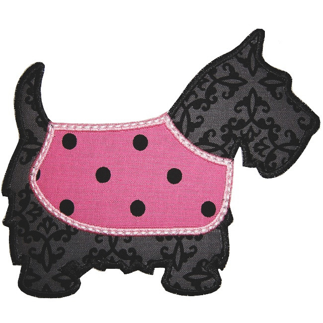 Scottie Dog Applique Embroidery Machine Design