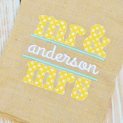 Mr and Mrs Name Embroidery Machine Design