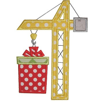 Christmas Crane Applique Embroidery Machine Design